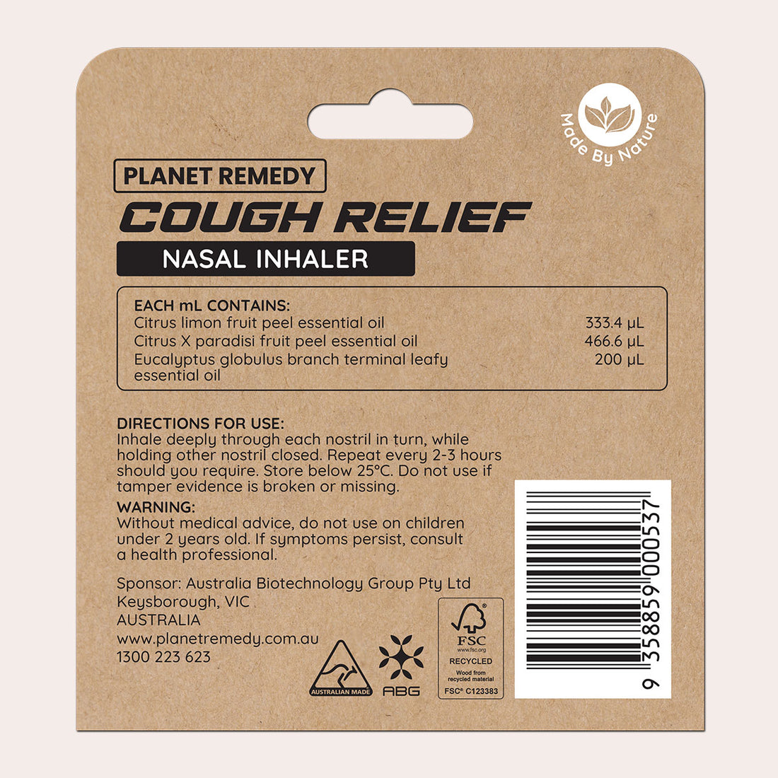 Cough Relief Nasal Inhaler - Planet Remedy