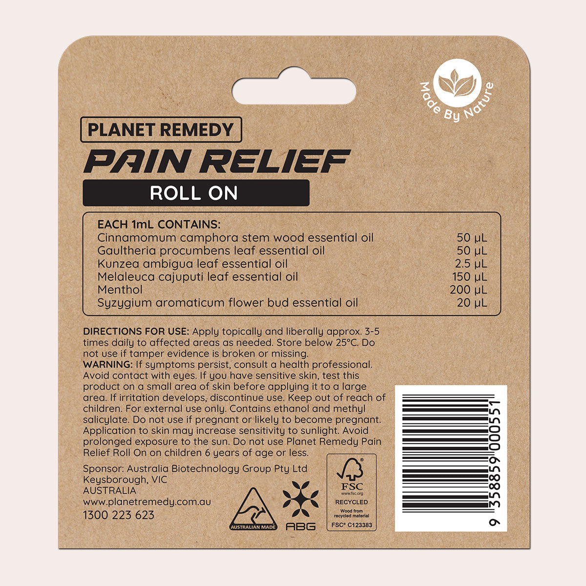 Planet Remedy Camphor & Menthol Essential Oil Roll-On – Topical Applic